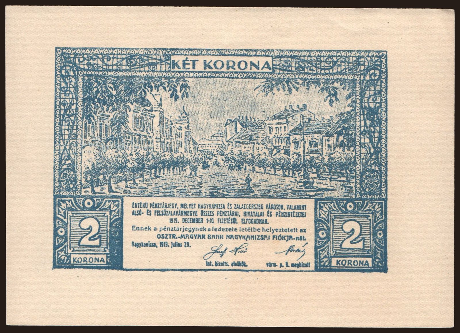 2 крон Nagykanizsa (Венгрия) 1919 года - Банкноты мира (Numisclub) - NC ...